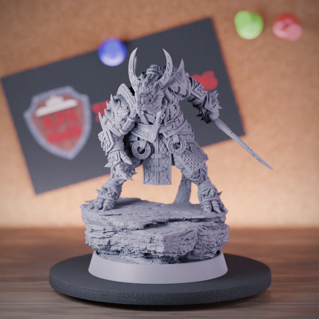 Dragonborn Warrior Miniature Dungeons and Dragons Mini RPG Tabletop ...