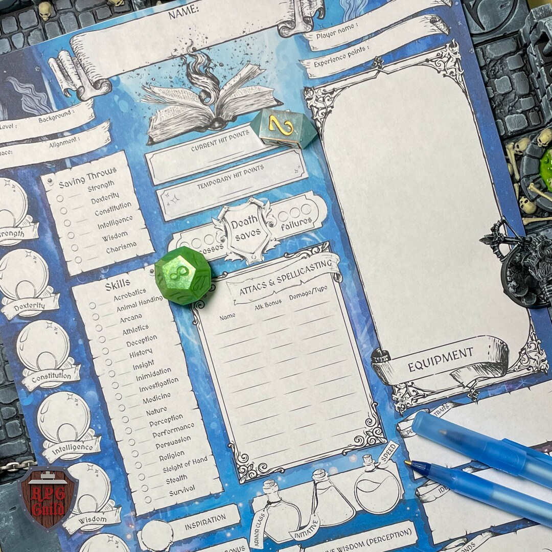 Dnd 5e Character Sheet Wizard Printable D&D 5e Wizard Sheet - Etsy UK