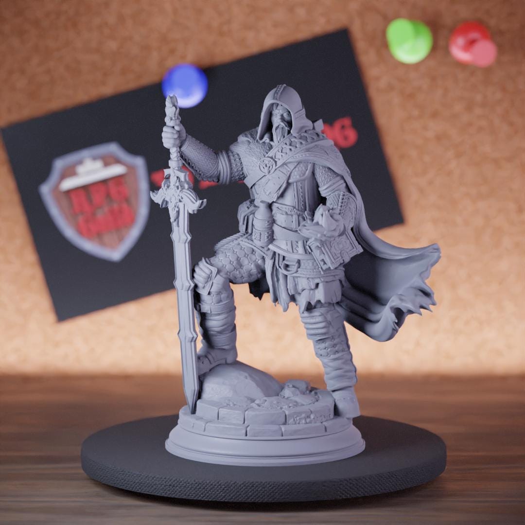 Human Wizard With Sword Miniature | 28mm 32mm 38mm 75mm | Resin 3D ...