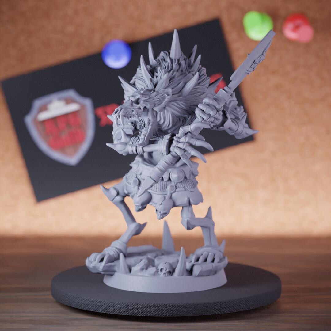 Undead Gnoll Miniature Barbarian Bone Fighter Mini Dungeons and Dragons ...