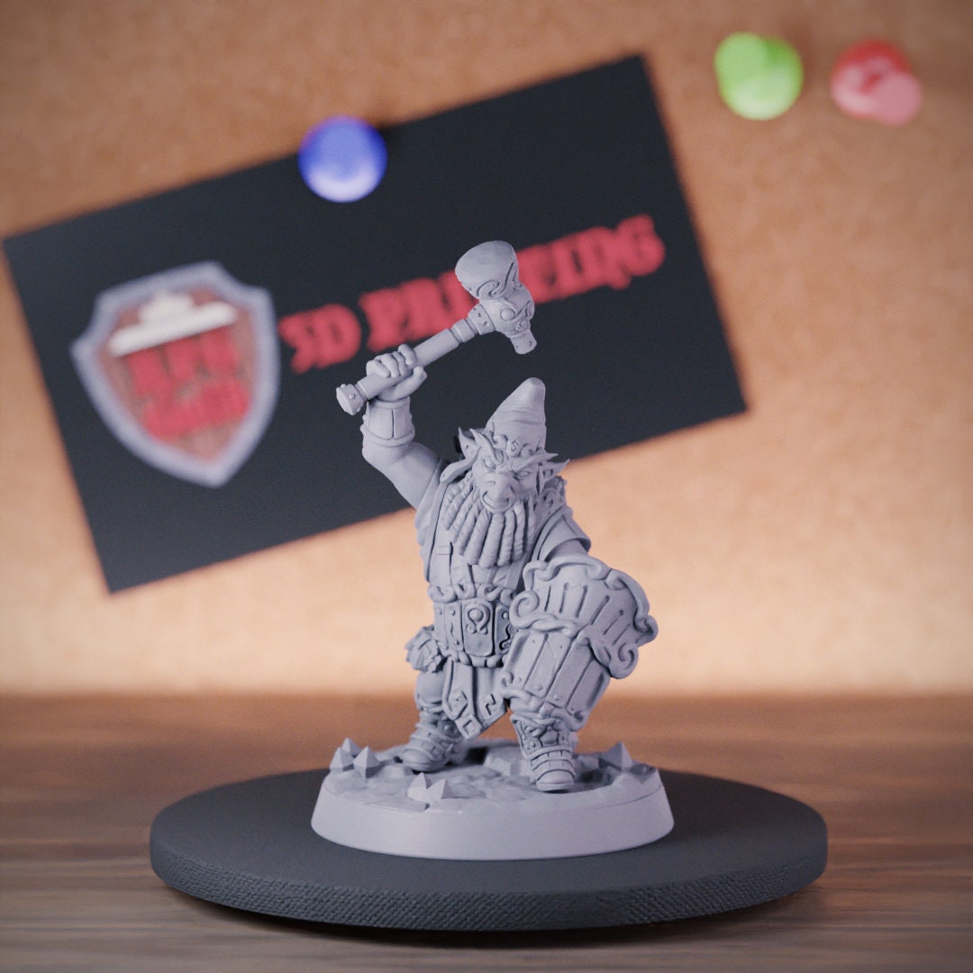Gnome Blacksmith Miniature Gnome Warrior Mini Dungeons and Dragons Mini ...