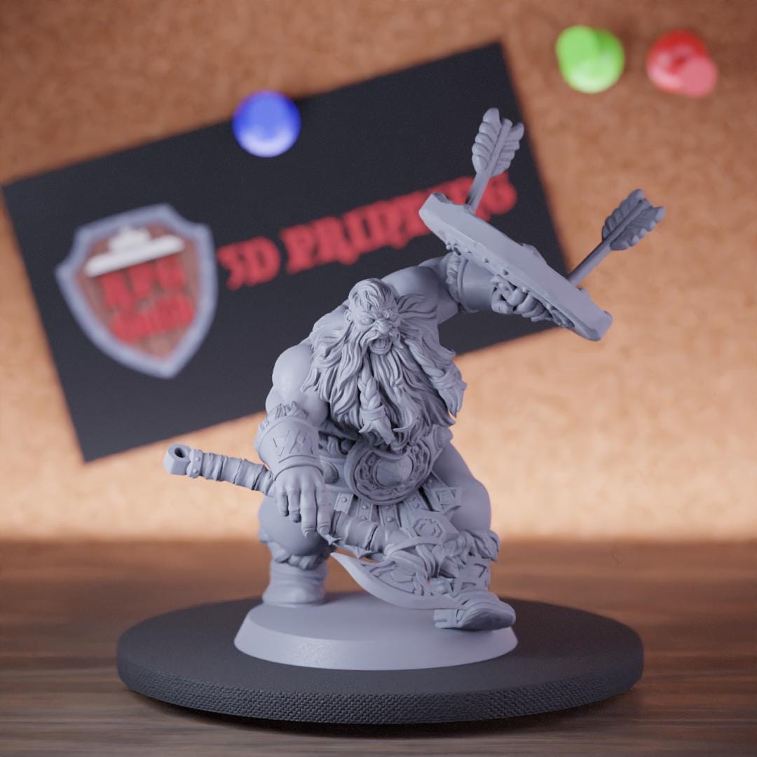 Barbarian Dwarf Fighter Miniature Defender Mini Dungeons and Dragons ...