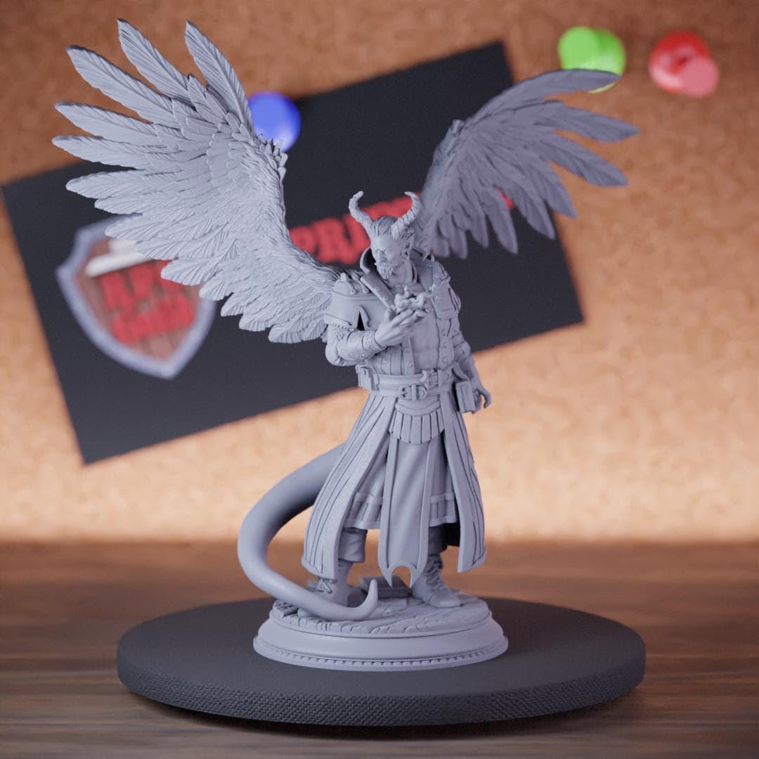 Tiefling Wizard With Wings Miniature | 28mm-75mm | Resin 3D Printed D&D ...