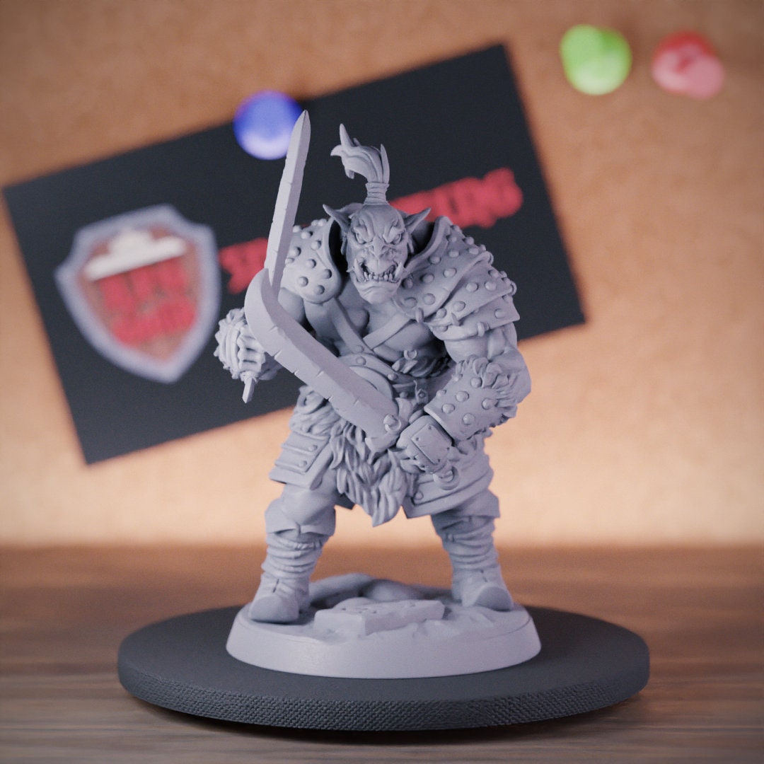 Orc Warrior Miniature Fighter Orc Guardian Mini Dungeons and Dragons ...