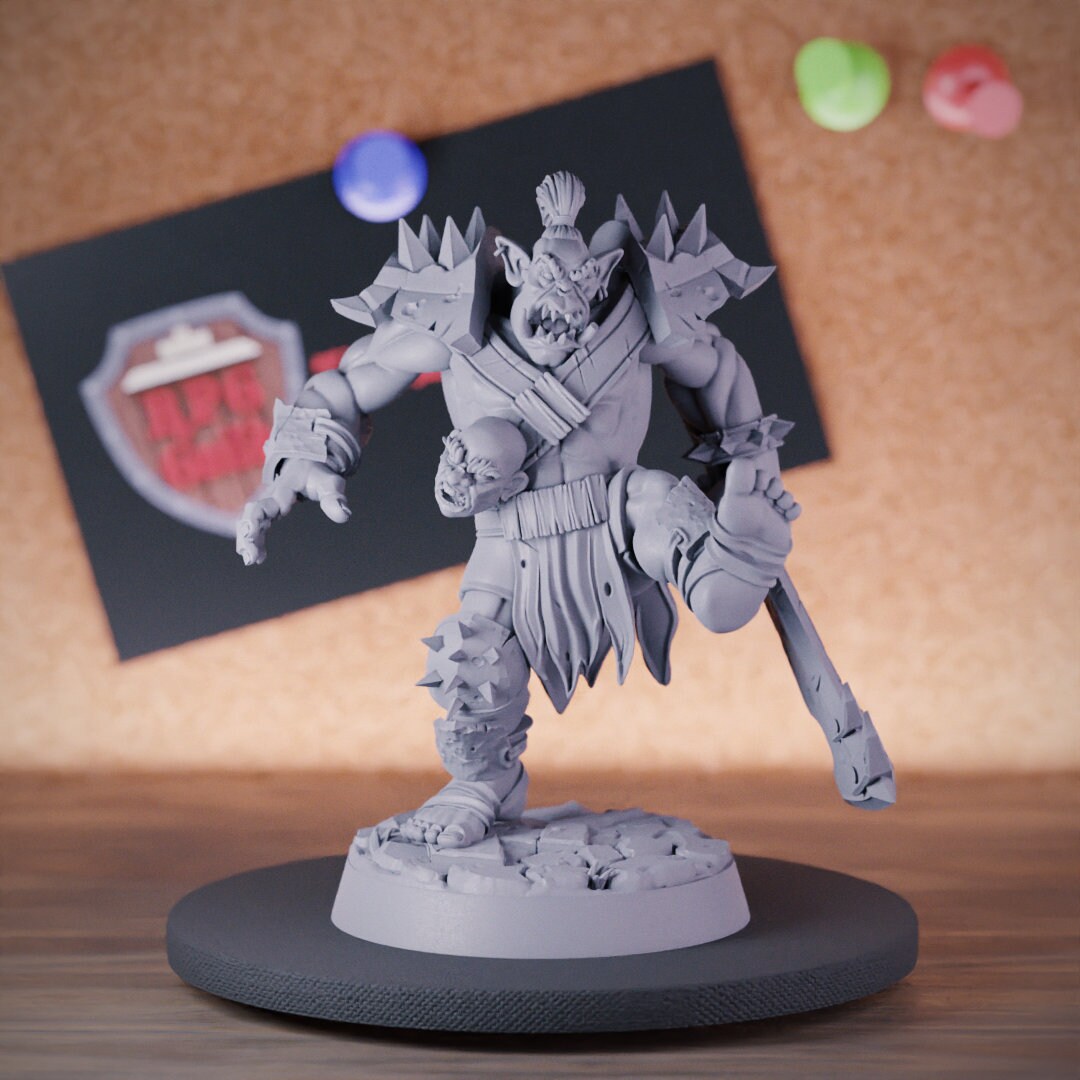 Orc Footman Barbarian Miniature Fighter Savage Dungeons and Dragons ...