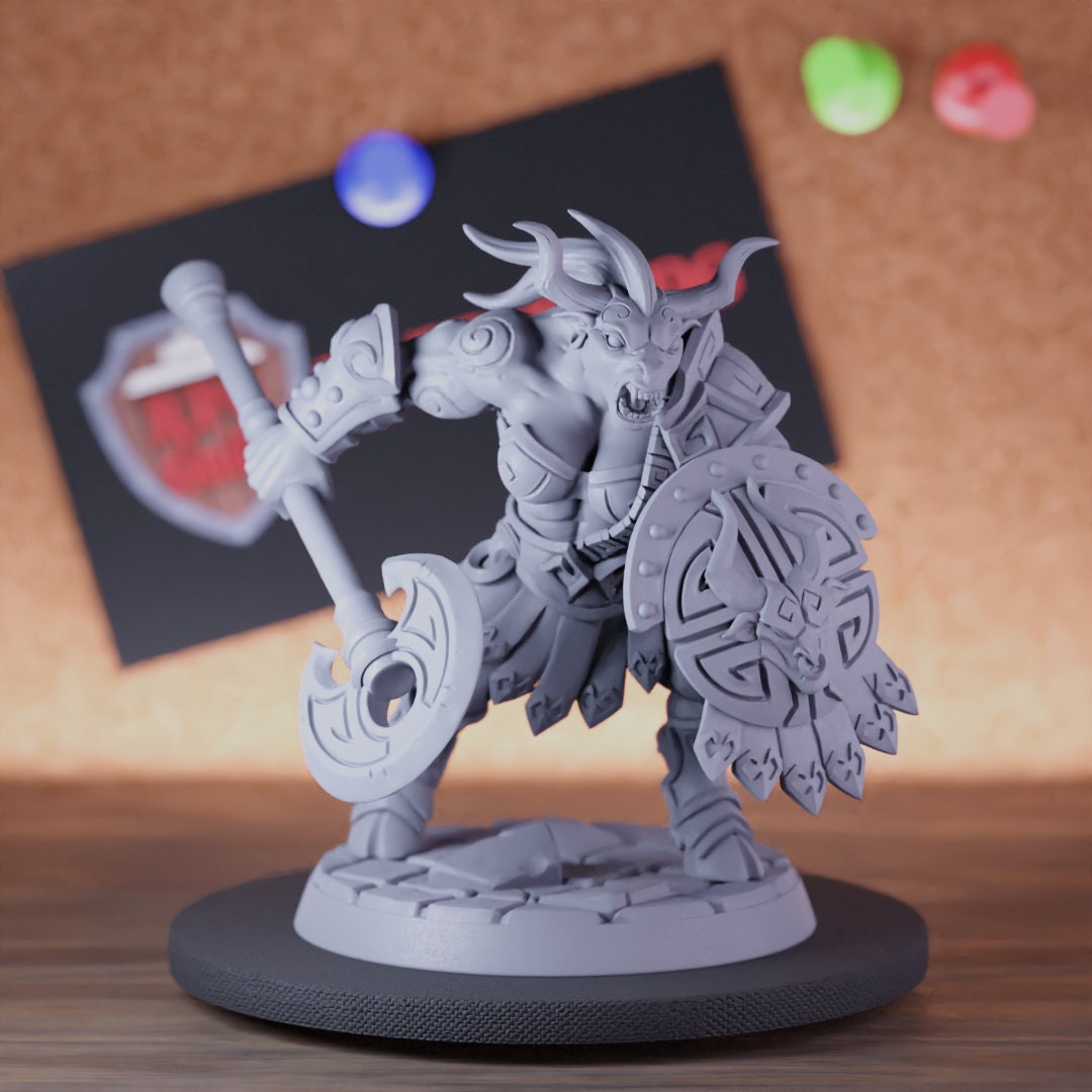 Minotaur Battle Master Miniature Tauren Fighter Dungeons and Dragons ...