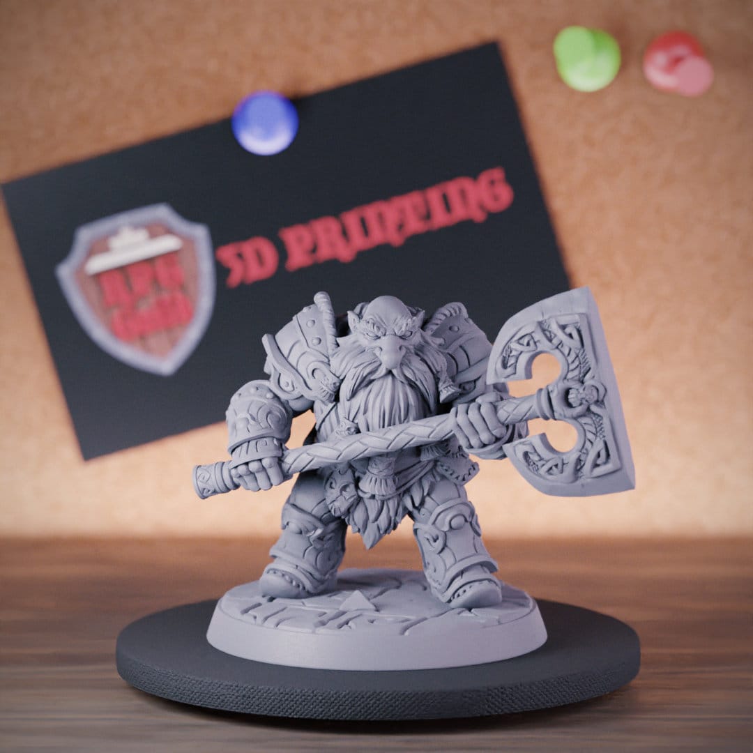 Dwarf Fighter Axe Miniature Warrior Mini Dungeons and Dragons Mini RPG ...