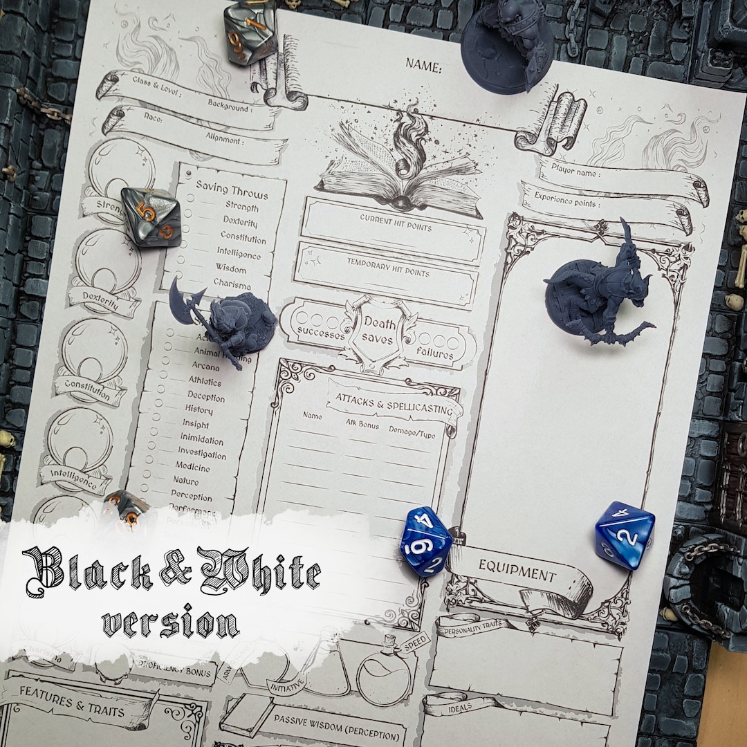Dnd 5e Character Sheet Wizard Printable and Fillable PDF D&D 5e Wizard ...