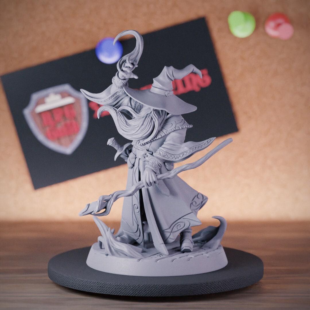 Mage With Staff Miniature | 28mm-38mm | Resin 3D Printed D&D Pathfinder ...