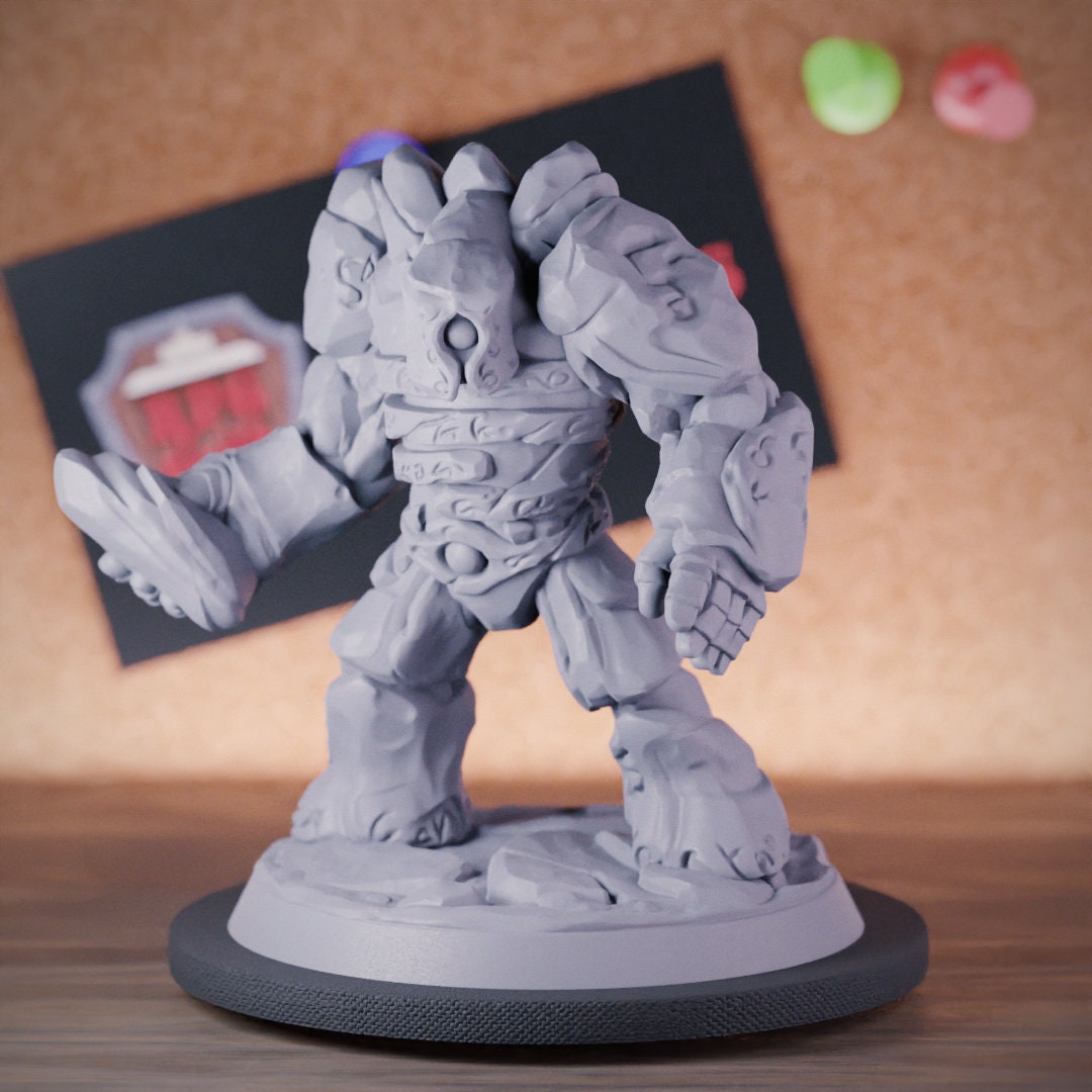 Forest Golem Miniature Rune Guardian Rock Dungeons and Dragons Mini RPG ...
