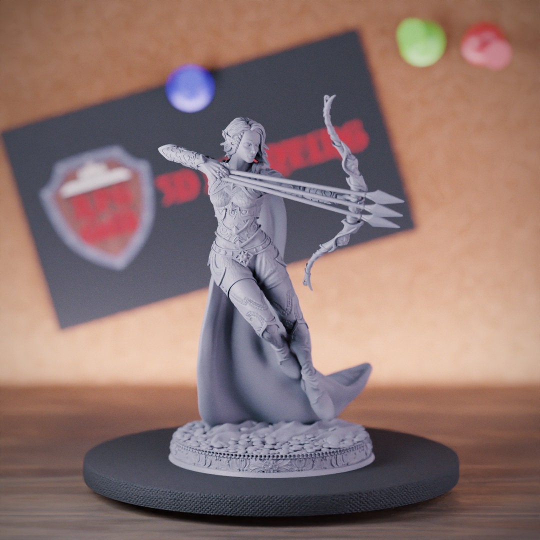 Elf Archer Female Ranger Miniature | 28mm 32mm 38mm 75mm | Resin 3D ...