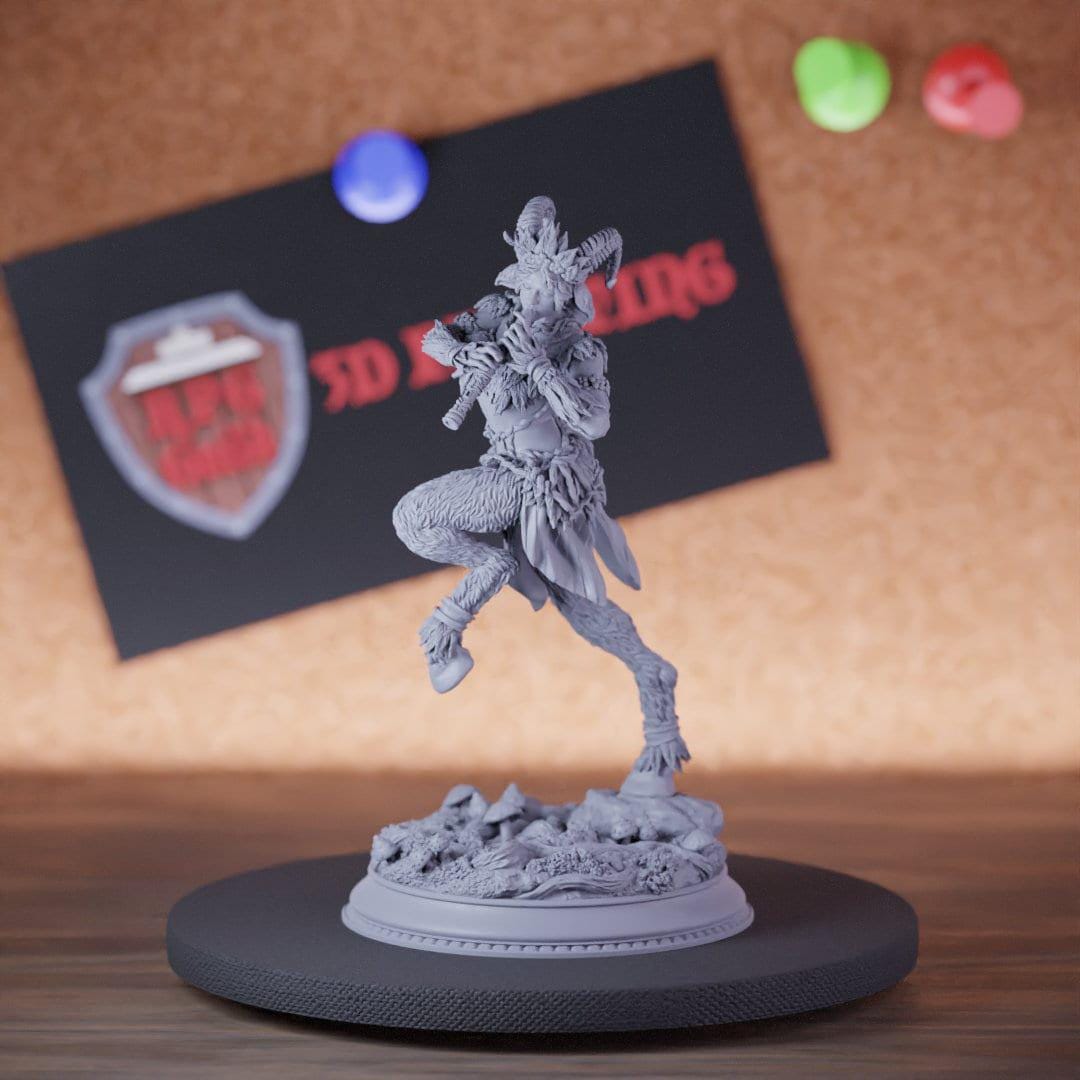 Satyr Female Playing Flute Miniature | 28mm-75mm | Resin 3D Printed D&D ...