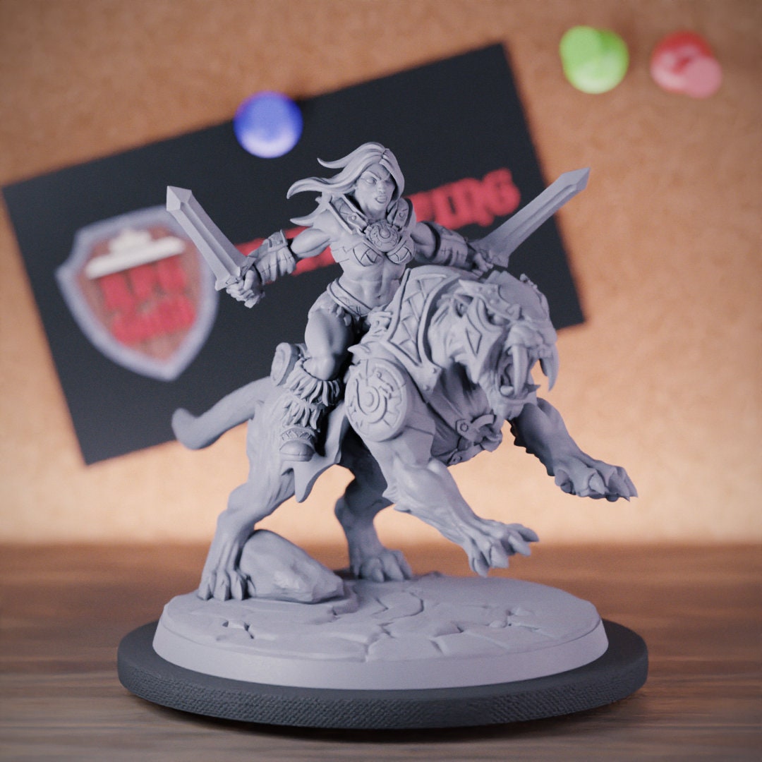 Female Barbarian Rider Miniature Dungeons and Dragons Mini RPG Tabletop ...