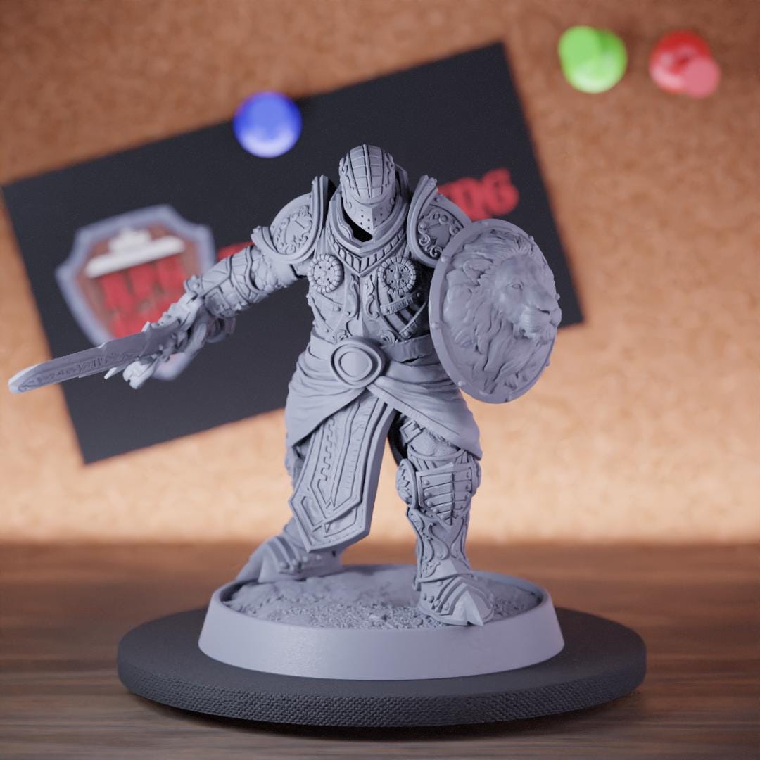 Lion Knight Miniature Sword Fighter Mini Dungeons and Dragons RPG ...