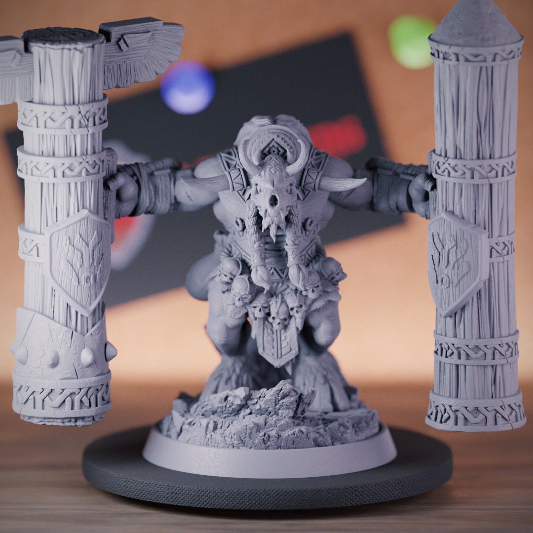 Tauren Tribal Fighter Miniature Dungeons and Dragons Mini RPG Tabletop ...