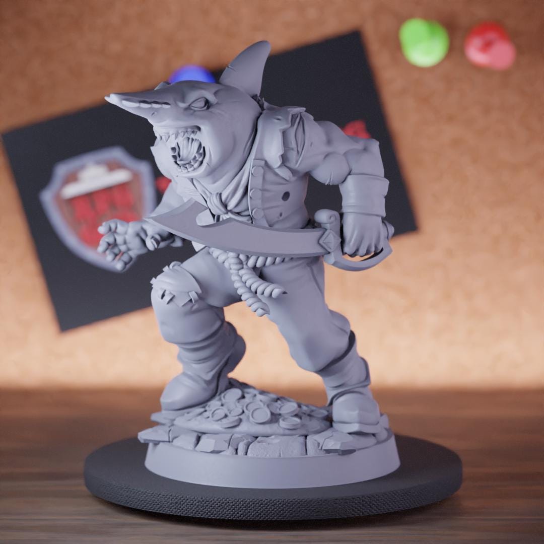 Sharkfolk Pirate Miniature Legendary Corsair Mini Dungeons and Dragons ...