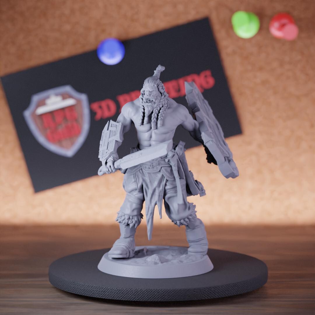 Barbarian Orc Miniature Fighter Mini Dungeons and Dragons Mini RPG ...
