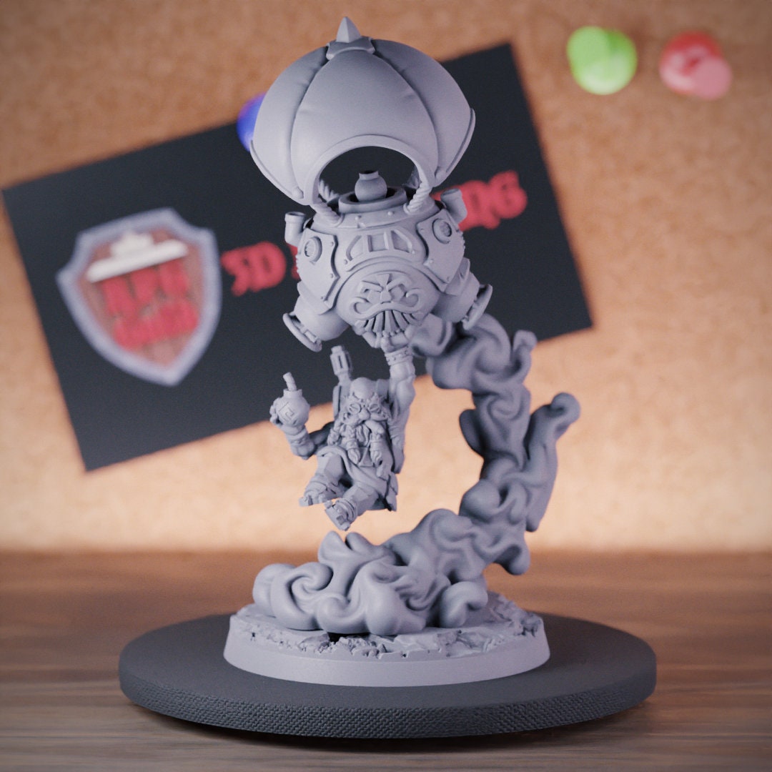 Assault Flamethrower Dwarf Miniature Artificer Dwarf Dungeons and Dragons Mini RPG Tabletop ...