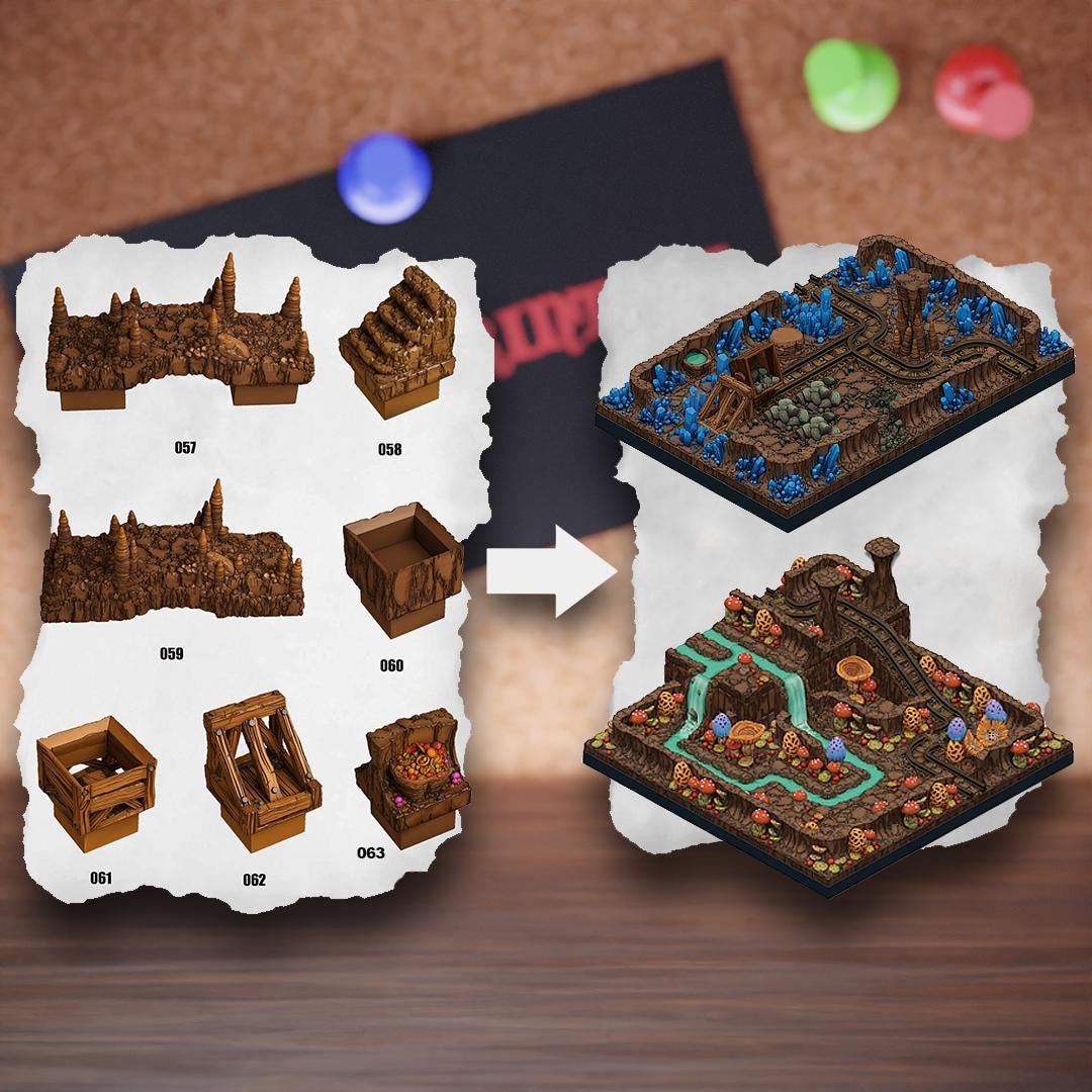 Modular Cave Terrain Tiles | Underground Cavern Blocks | Mine Tabletop ...