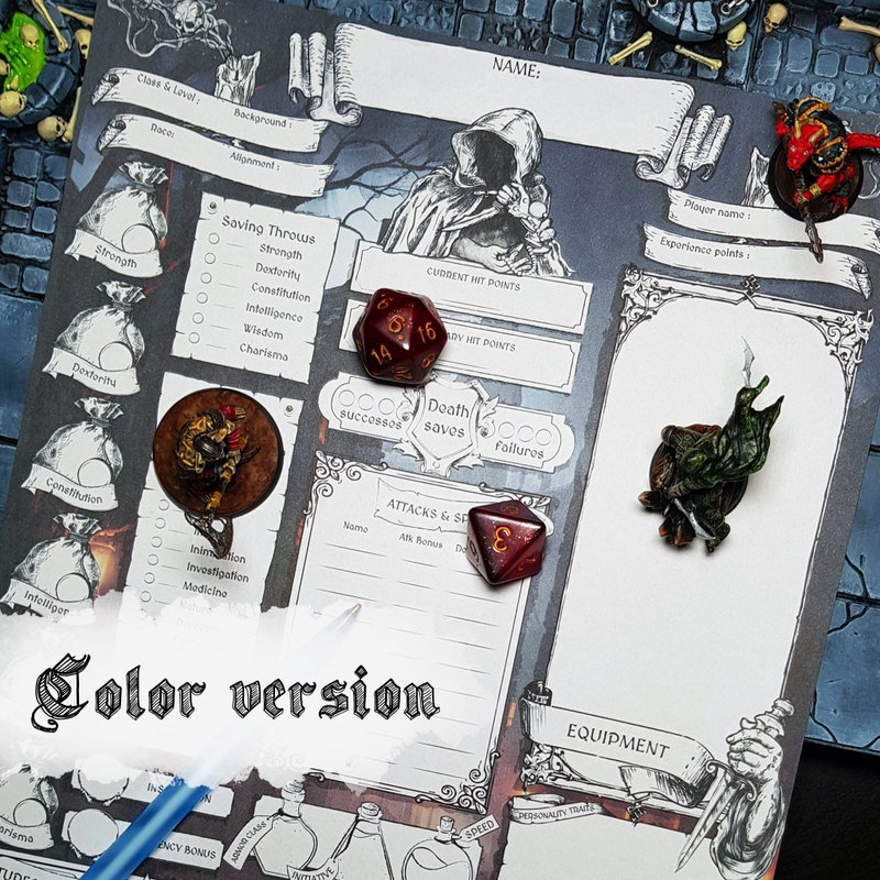 Rogue Character Sheet Pdf - Etsy