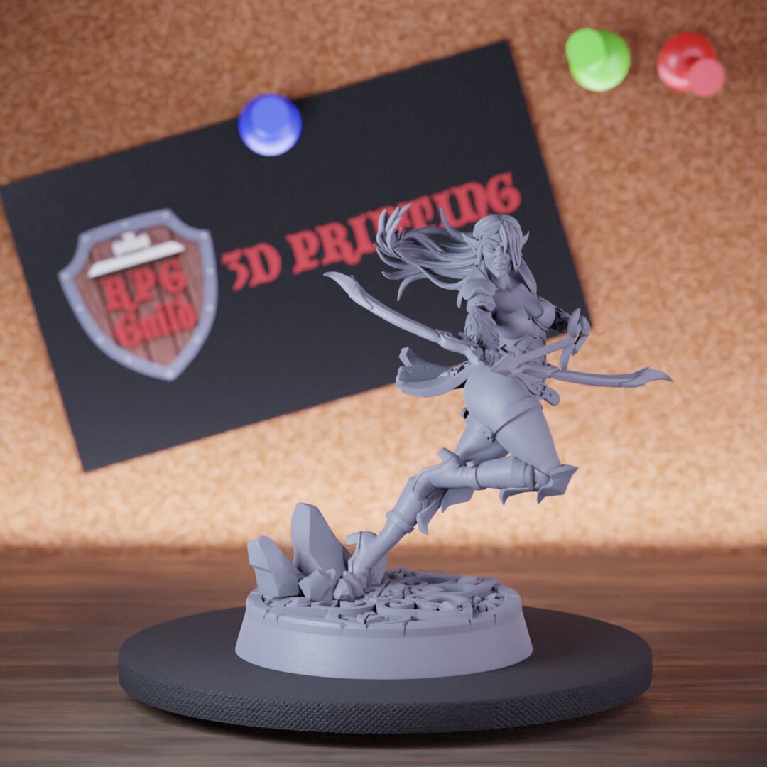 Female Elf Ranger Miniature Archer Mini Dungeons and Dragons Mini RPG ...