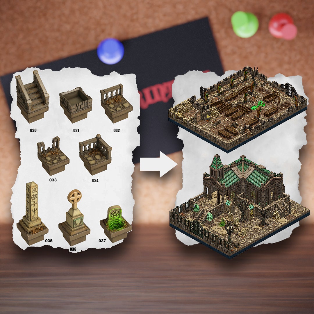 Modular Graveyard Terrain Tiles | Cemetery Necropolis Blocks | Crypt ...