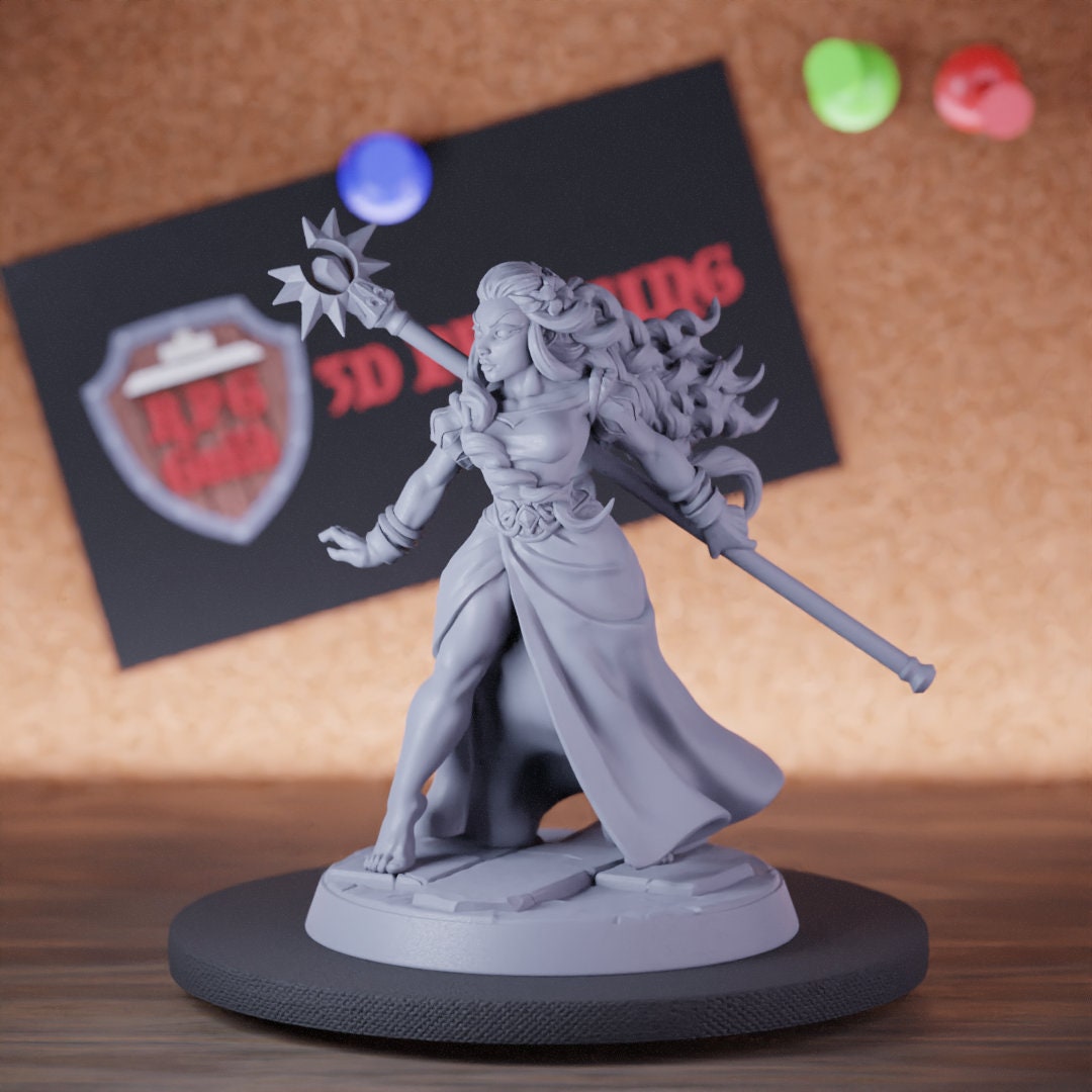 Female Mage Miniature Sorcerer Mini Dungeons and Dragons Mini RPG ...