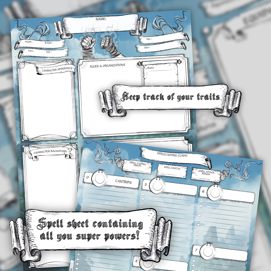 Dnd 5e Character Sheet Monk Printable and Fillable PDF D&D 5e Monk Stat ...