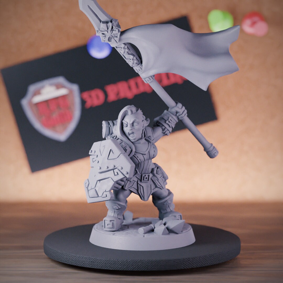 Female Dwarf Paladin Miniature Dungeons and Dragons Mini RPG Tabletop ...