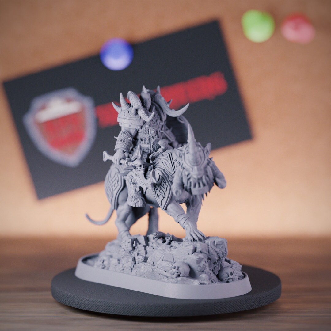 Berserker Mounted Warrior Miniature Dungeons and Dragons Mini RPG ...