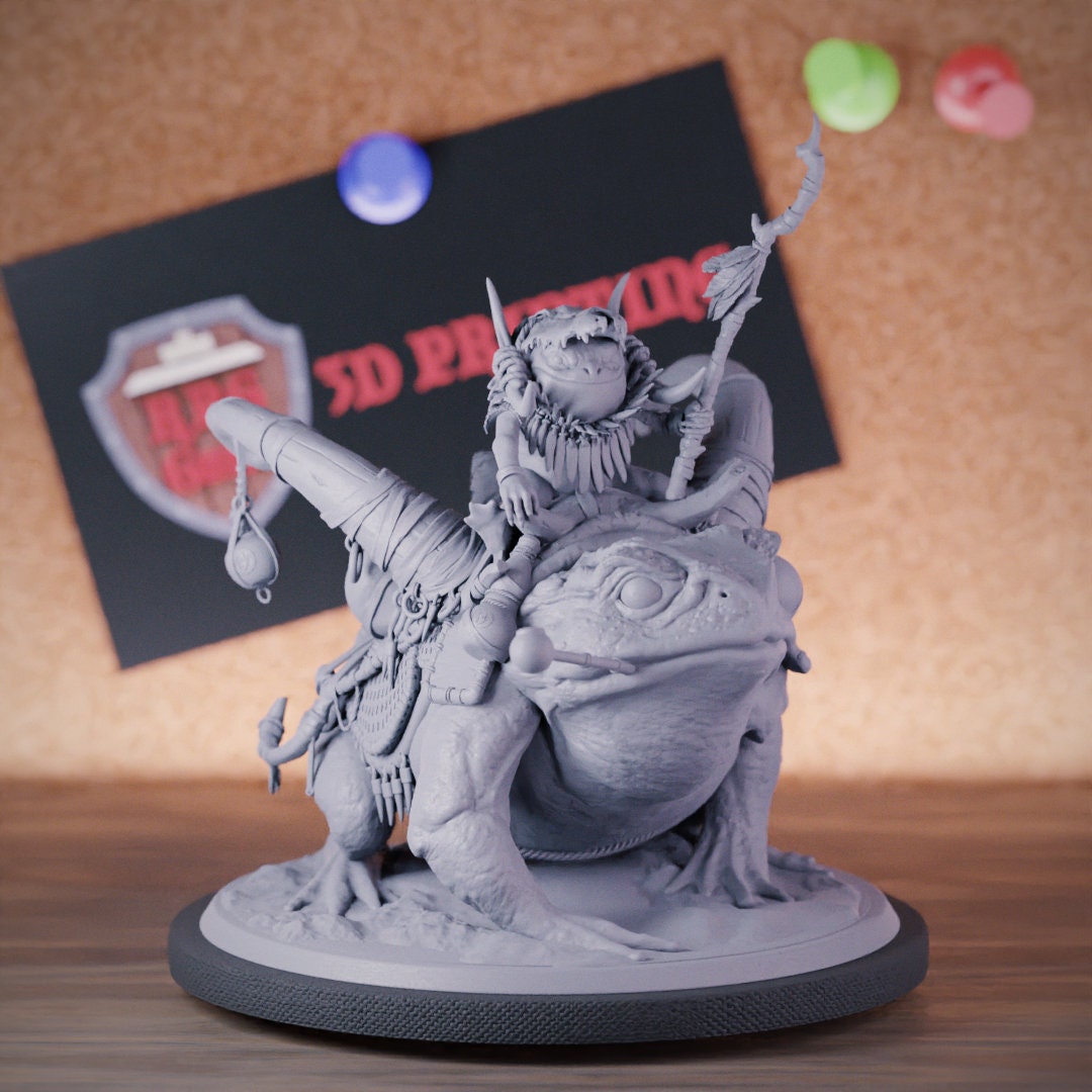 Frogfolk Rider Miniature Shaman Dungeons and Dragons Mini RPG Tabletop ...