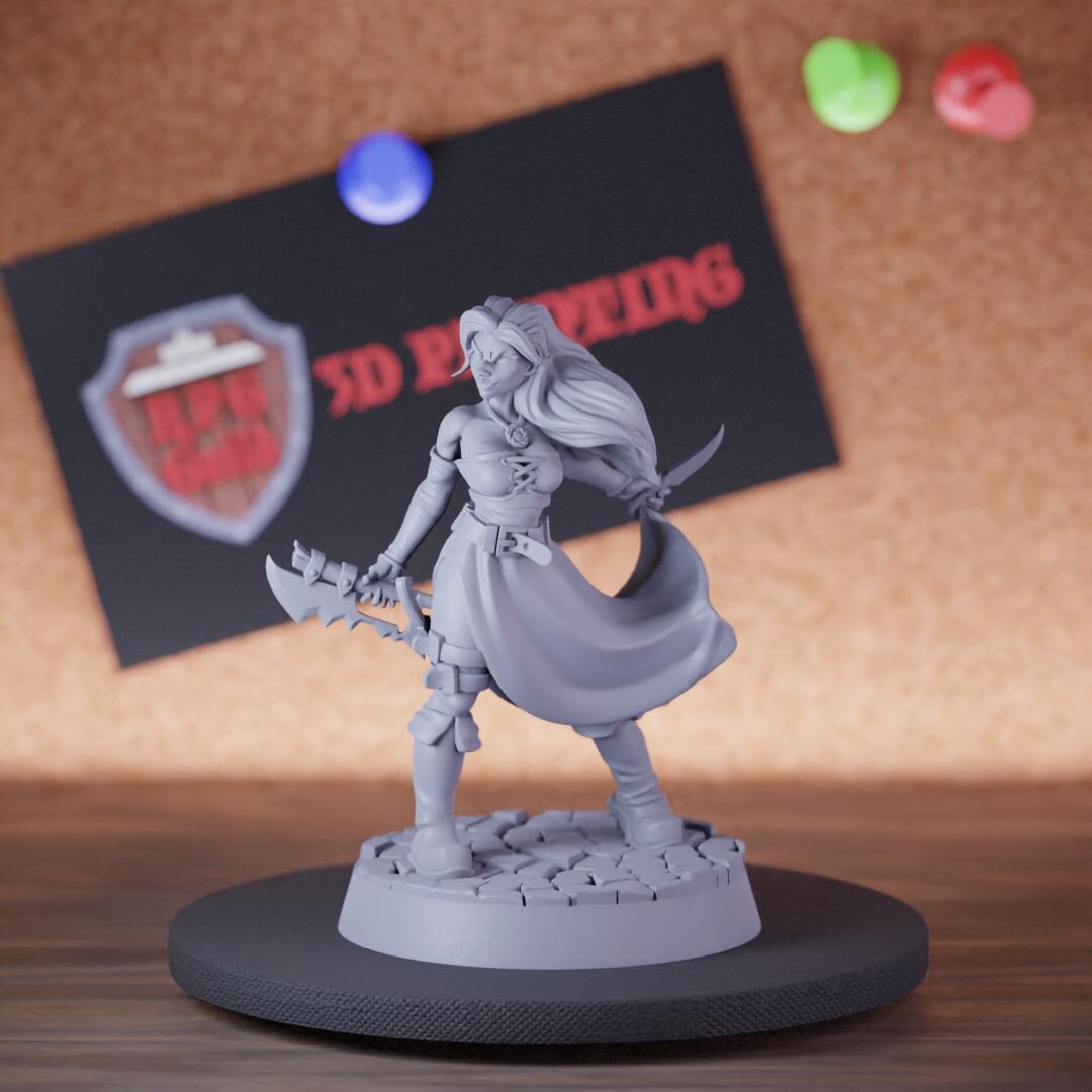 Female Rogue Warrior Miniature Bandit Mini Dungeons and Dragons RPG ...