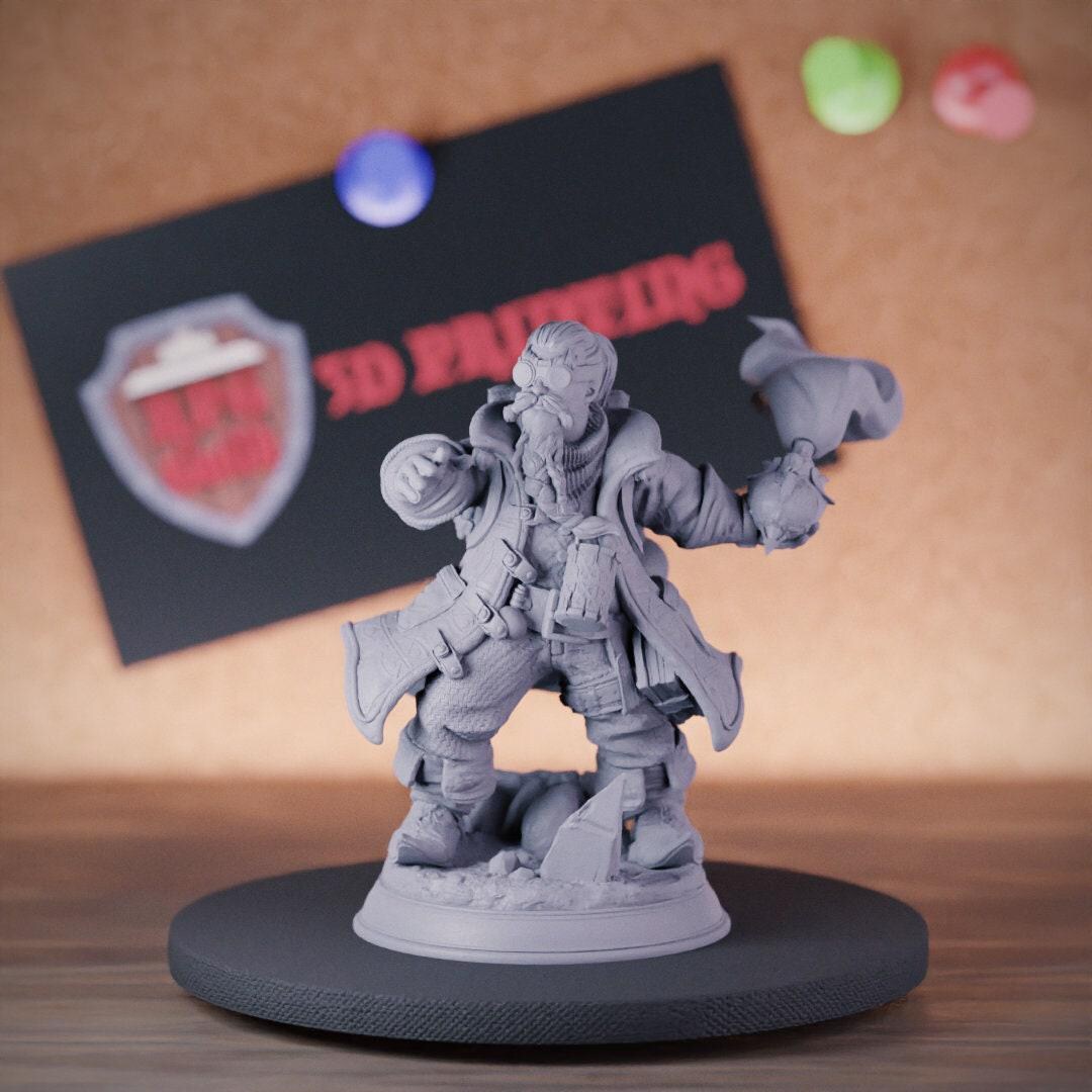 Dwarf Alchemist Researcher Miniature | 28mm 32mm 38mm 75mm | Resin 3D ...
