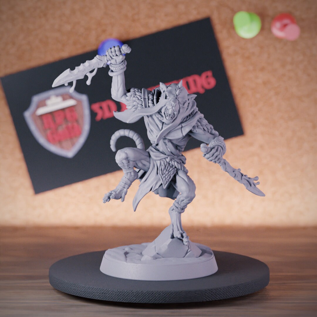 Ratmen Rogue Miniature Skaven Warrior Mini Dungeons and Dragons Mini ...