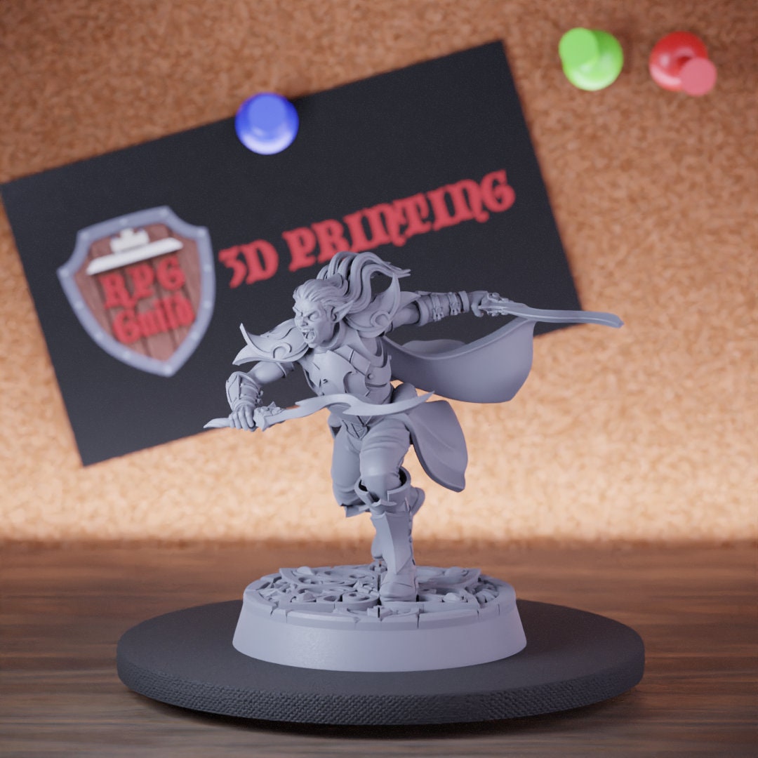 Elf Rogue Miniature Forest Sword Fighter Mini Dungeons and Dragons Mini ...