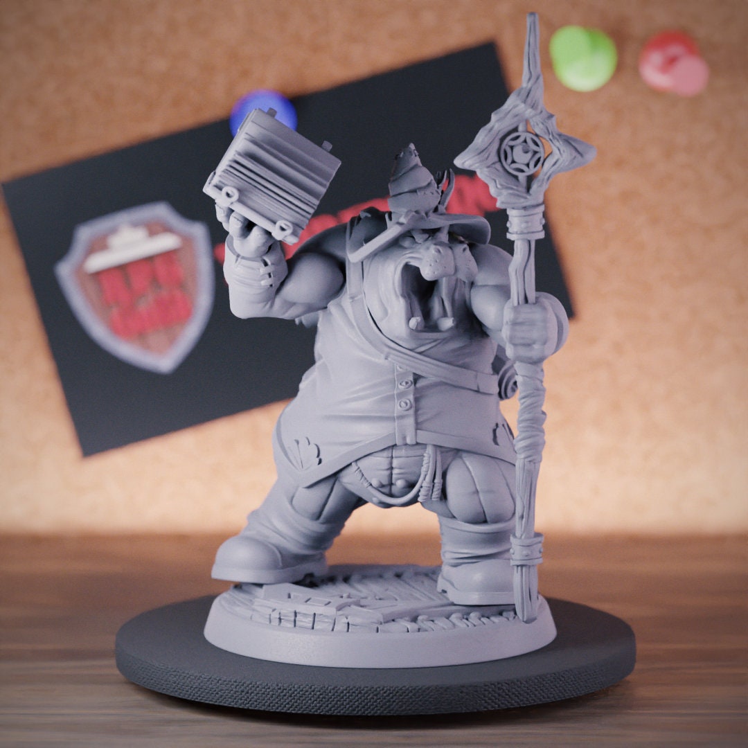 Giff Mage Miniature Hippo Sorcerer Dungeons and Dragons Mini RPG ...