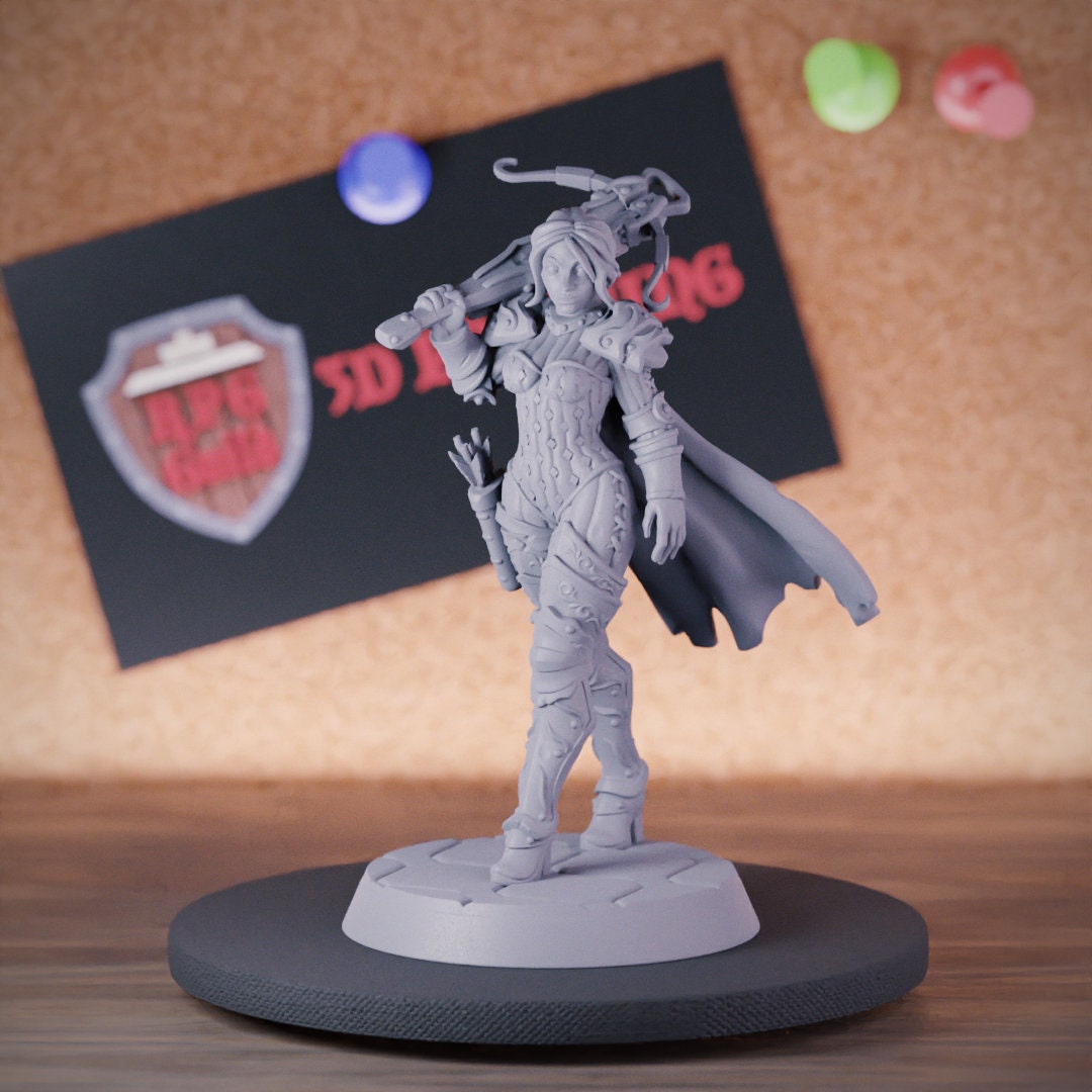 Female Hunter Miniature Warrior Mini Dungeons and Dragons Mini RPG ...