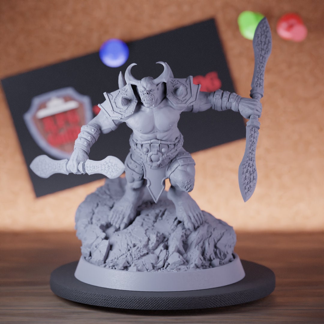 Barbarian Devil Miniature Boss Dungeons and Dragons Mini RPG Tabletop ...