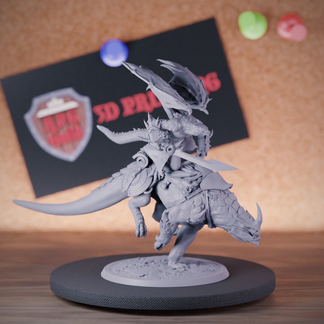 Dragonborn Cavalry Miniature Mounted Monster Mini Dungeons and Dragons ...