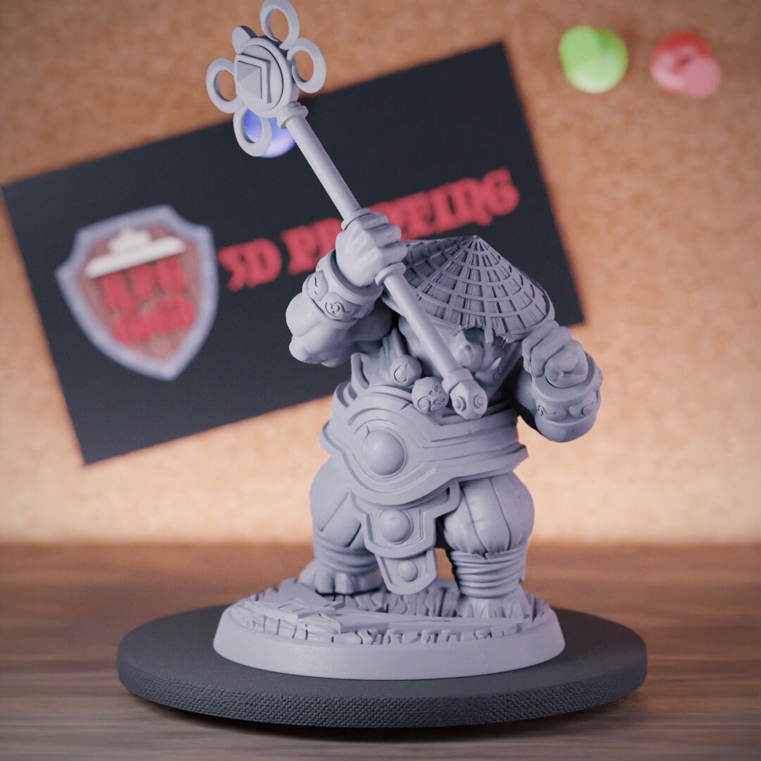 Giff Monk Temple Guard Miniature Hippo Dungeons and Dragons Mini RPG ...