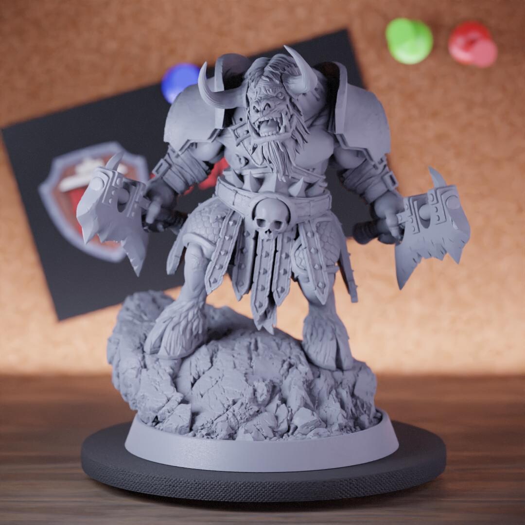 Tauren Tribal Champion Miniature Bloodmaw Dungeons and Dragons Mini RPG ...
