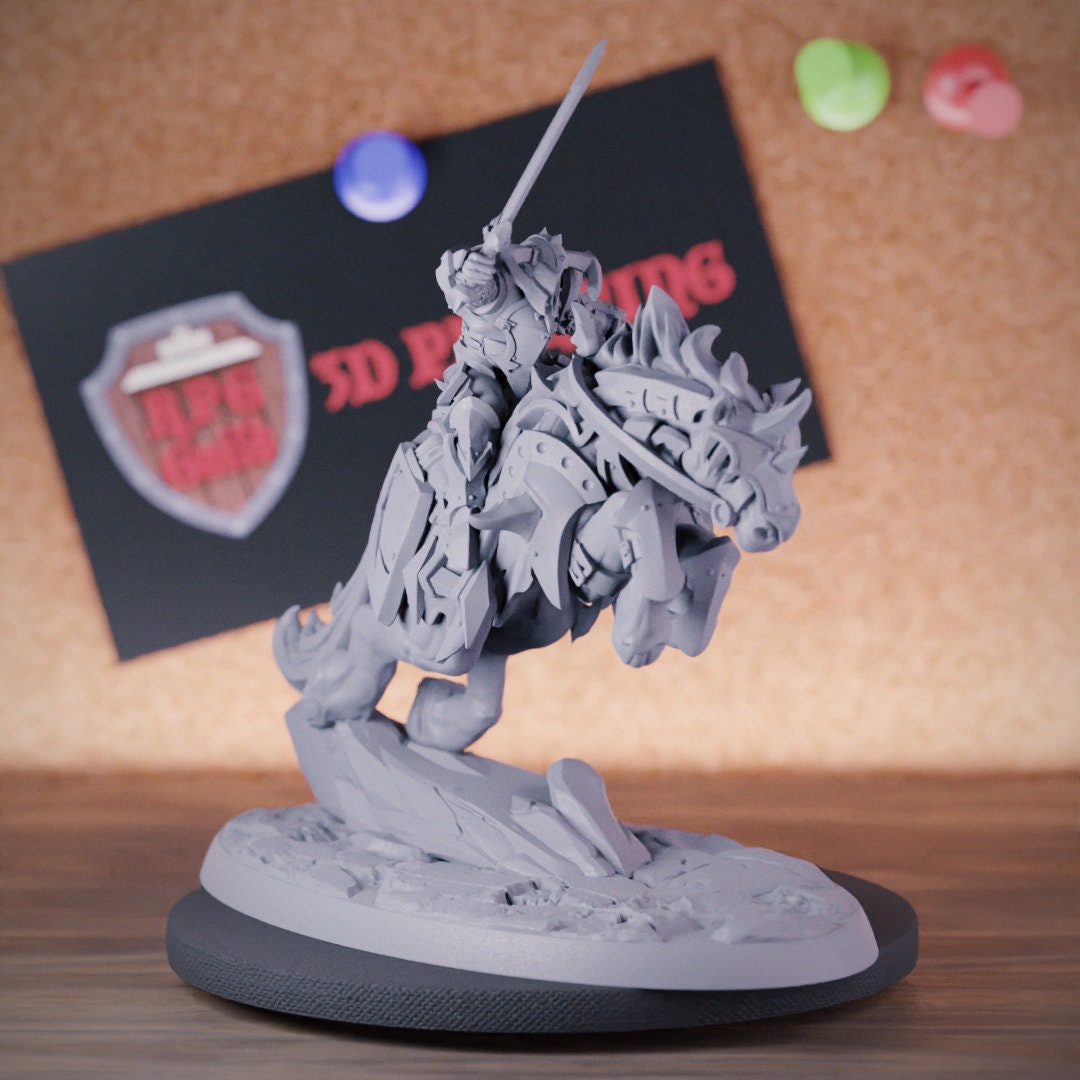 Dark Knight Mounted Warrior Miniature Fighter Dungeons and Dragons Mini ...