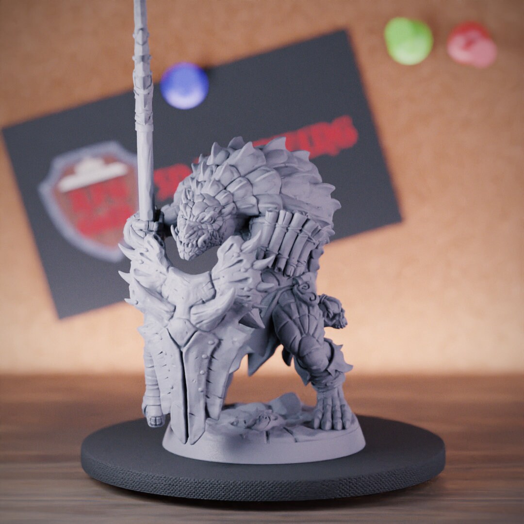 Lizardmen Spearman Miniature Dungeons and Dragons Mini RPG Tabletop ...