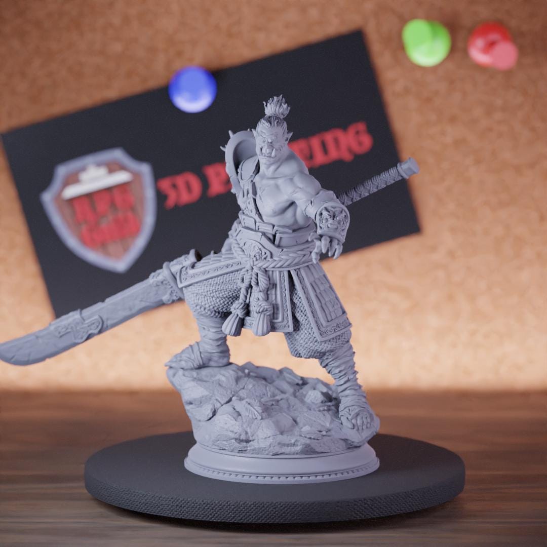 Samurai Orc Miniature Halberd Fighter Mini Dungeons and Dragons RPG ...