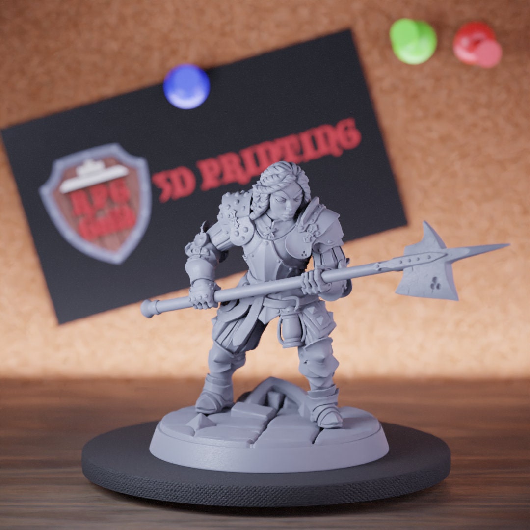 Female Barbarian Miniature Fighter Guard Mini Dungeons and Dragons Mini ...