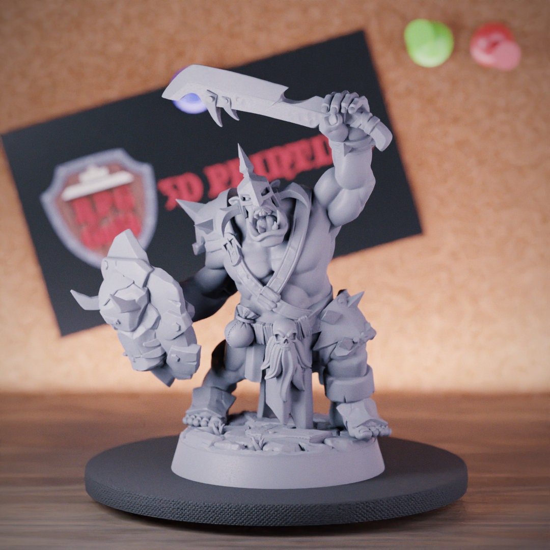 Orc Arena Champion Miniature Fighter Savage Dungeons and Dragons Mini ...