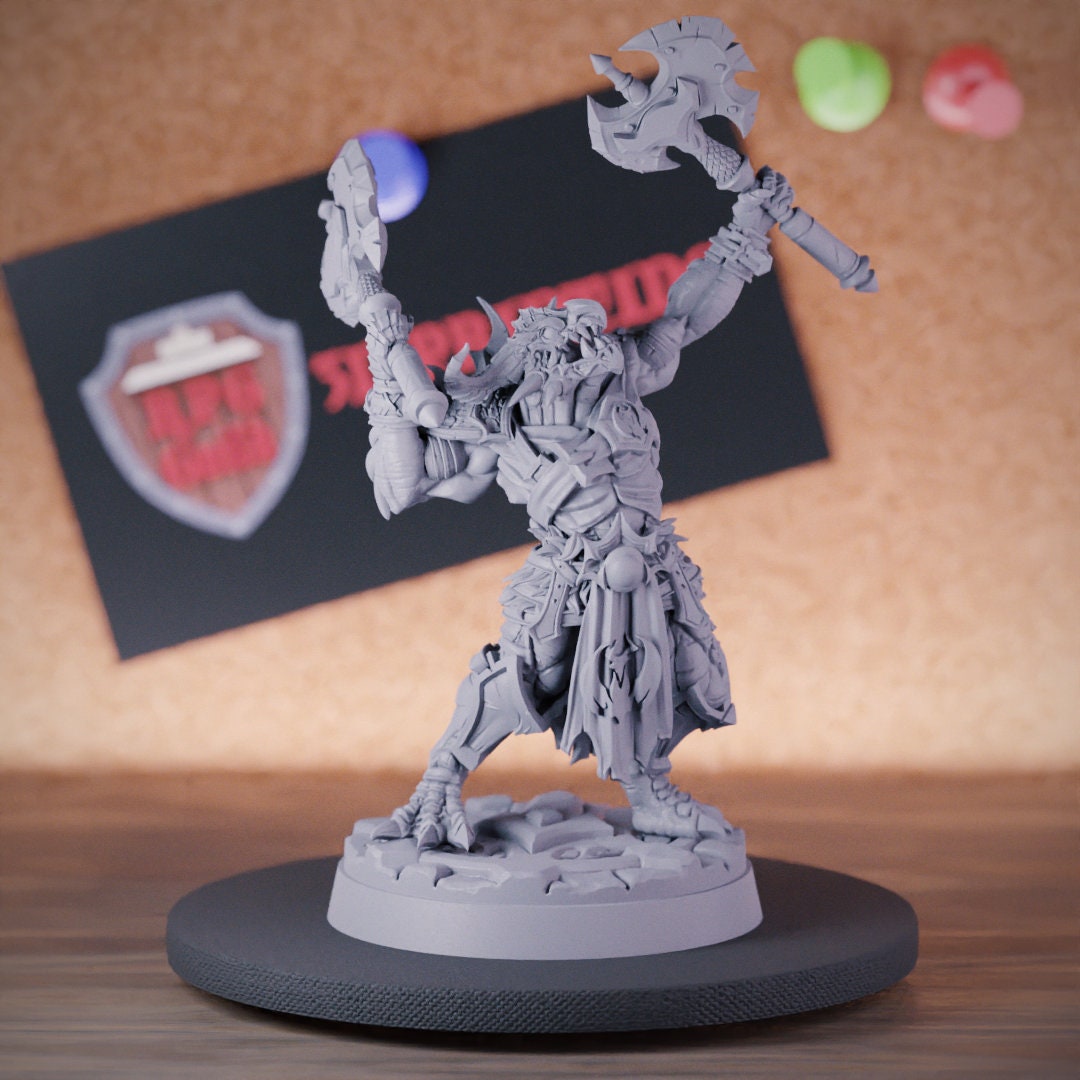 Dragonborn Berserker Miniature Barbarian Dungeons and Dragons Mini RPG ...