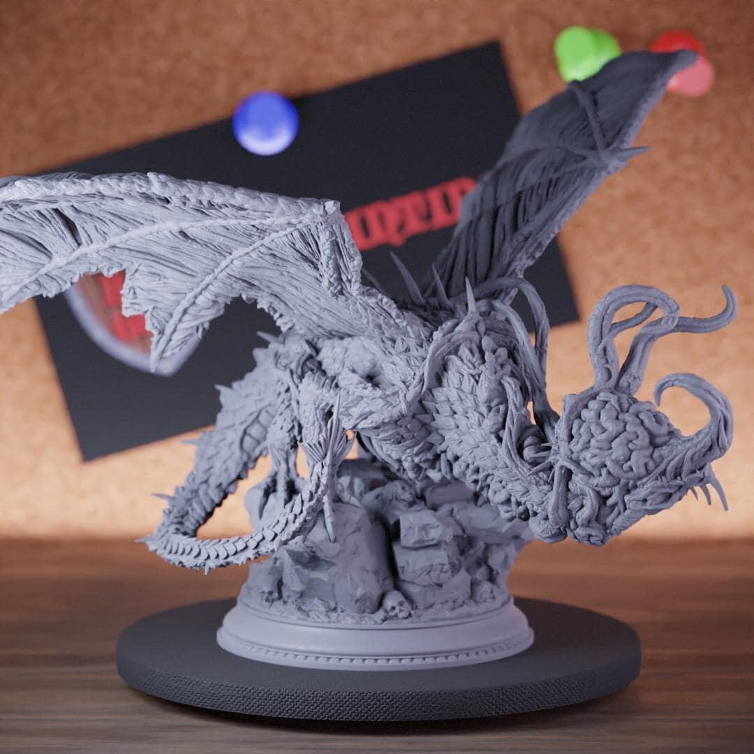 Mind Flayer Abomination Dragon Miniature | 28mm-75mm | Resin 3D Printed ...