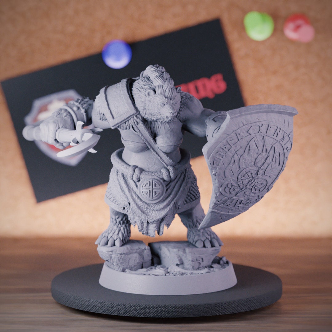 Female Werebear Warrior Miniature Bear Fighter Dungeons and Dragons ...