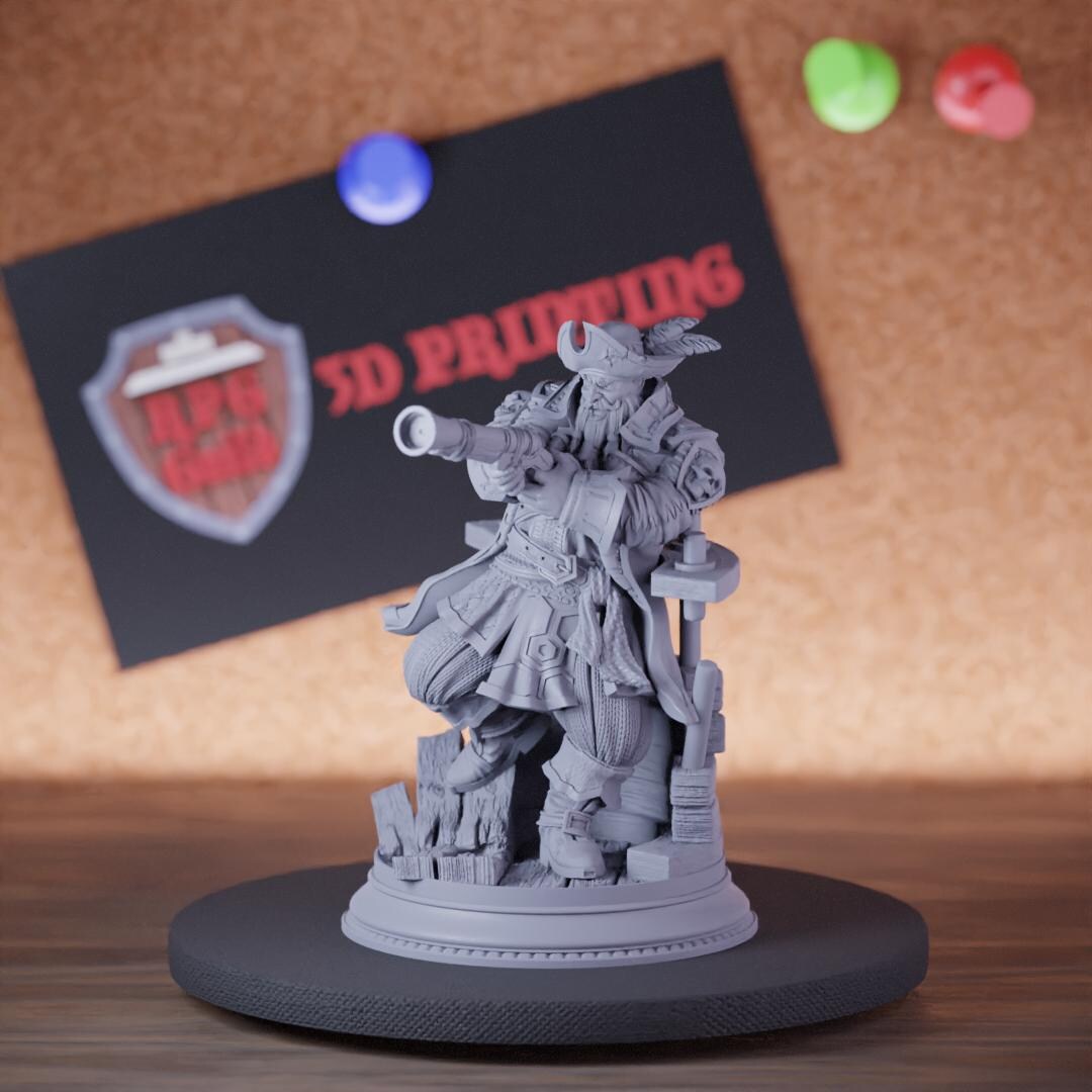 Pirate Captain Miniature | 28mm-75mm | Resin 3D Printed D&D Pathfinder ...